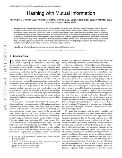 Pdf Hashing With Mutual Information
