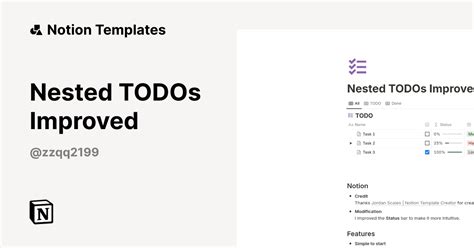 Nested Todos Improved Template By Nested Todos Improved Notion