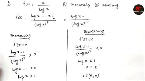 X Log X Increases In The Interval F X X Log X Increases In The Interval F X X Log X