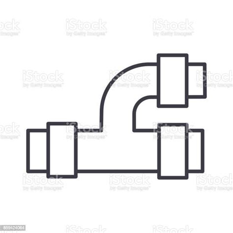 파이프 배관 벡터 라인 아이콘 기호 그림 배경 편집 가능한 선 가볍게 두드리기에 대한 스톡 벡터 아트 및 기타 이미지 가볍게