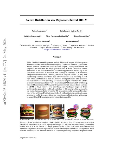 Pdf Score Distillation Via Reparametrized Ddim