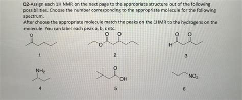 Solved Q2 Assign Each 1H NMR On The Next Page To The Chegg Com