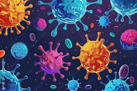 Immune System Cell Types Detailed Flat Design Illustration Showing