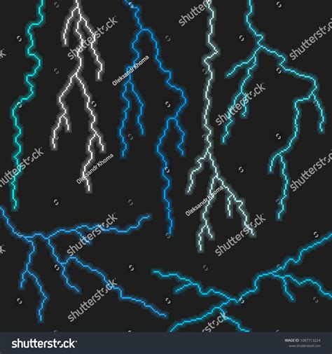 Pixel Lightning Vector Set 8 Bit Style Stock Vector Royalty Free 1087713224 Shutterstock