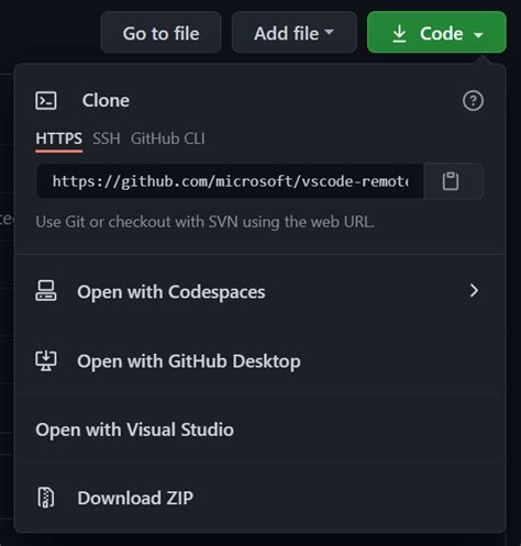 Support Open Remote Repo In Github Code Menu Issue Microsoft Vscode Remote Repositories