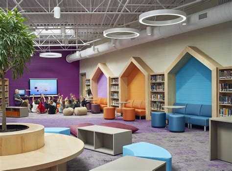 Gallery Of Rockford Public School Cannondesign 3 School Library Design School Interior