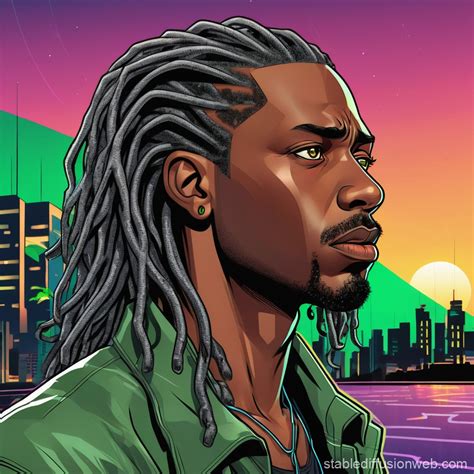A Black Man With Medium Length Grayish Dreadlocks That Fall To His Neck
