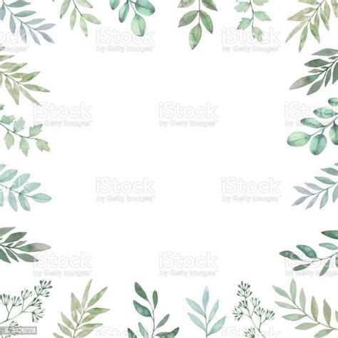 손으로 그린 수채화 그림 녹색 분 지 잎 및 꽃의 식물 프레임 안녕하세요 봄입니다 꽃 디자인 요소입니다 초대장 인사말 카드 인쇄 포장 등을 위한 완벽 한 0명에 대한 스톡