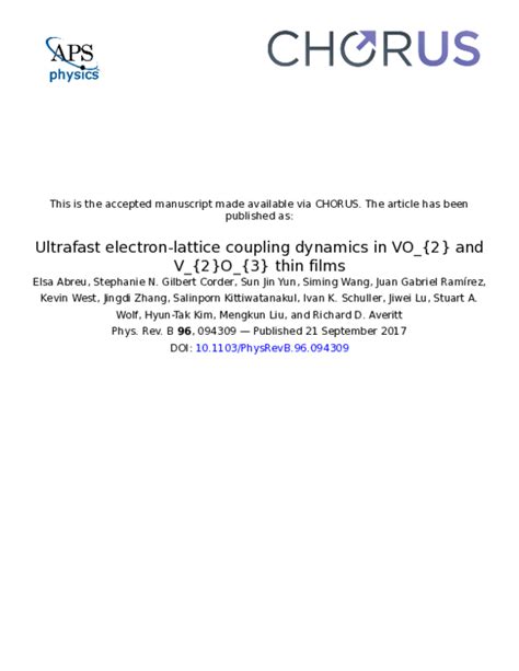 Pdf Ultrafast Electron Lattice Coupling Dynamics In Vo2 And V2o3 Thin Films