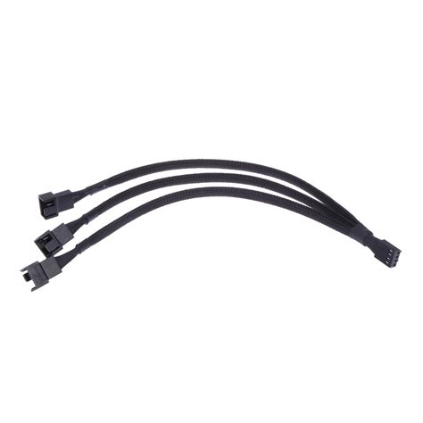 Pin Pwm Fan Cable To Ways Splitter Cord Black Sleeved Extension Cable Connector For Cpu Pc
