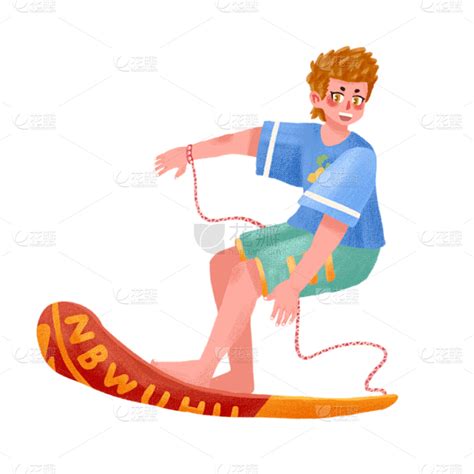 手绘 夏天冲浪人物插画贴纸1
