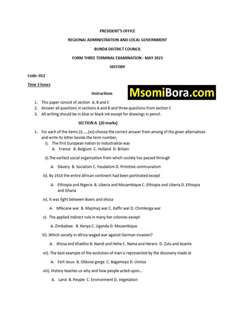 History Solved Exam Pdf East Africa Slavery