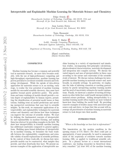 interpretable and explainable machine learning for materials science and chemistry pdf