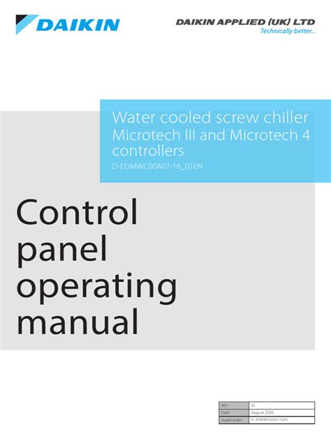 Water Cooled Screw Chiller Microtech Lll 4 D Eomwc00a07 16 01en Pdf Heat Pump