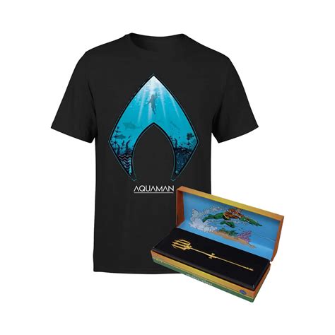 Dc Comics Aquaman Limited Edition 24k Gold Miniature Trident And T Shirt