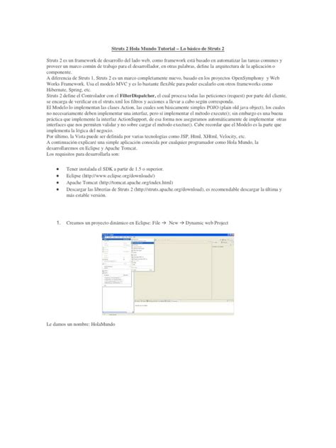 Struts 2 Hola Mundo Tutorial Pdf Marco De Software Páginas Del