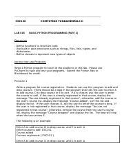 CSC130 Lab01B Docx CSC130 COMPUTING FUNDAMENTALS II LAB 01B BASIC