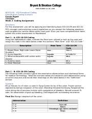 MCCG150 Classification Coding Scenario 1 Assignment Docx MCCG150 ICD Procedural Coding