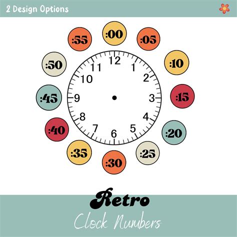 Clock Numbers Retro Clock Number Clock Display Instant Download Etsy