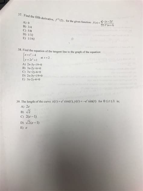 Solved 37 Find The Fifth Derivative F 2 For The Given
