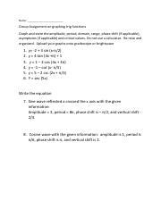 Group Assignment On Graphing Trig Functions Pdf Name Group Assignment On Graphing Trig