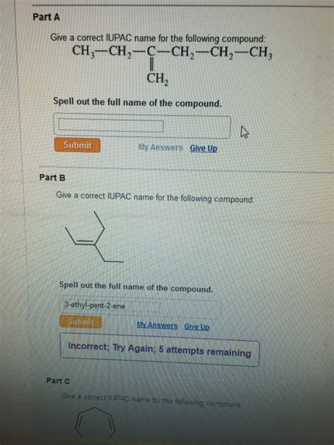Solved Give A Correct Iupac Name For The Following Compound