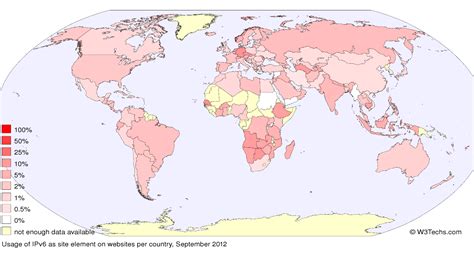 World Map Showing Ipv6 Adoption Rates Per Country