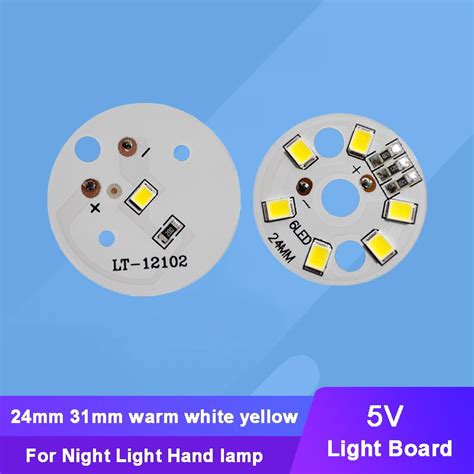 2個 5v 24mm 31mm Led 白色 暖色 黃色 燈板 圓形光源 蝦皮購物