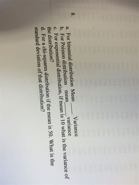 Solved For Binomial Distribution Mean Variance For Poisson