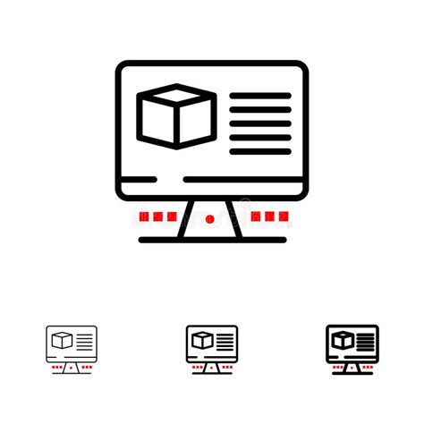 Computer Box Internet Monitor Bold And Thin Black Line Icon Set
