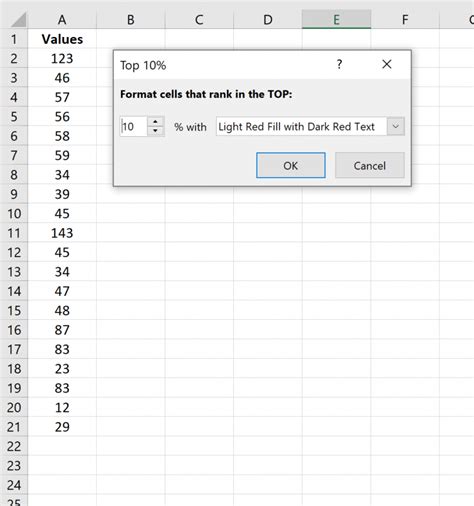 How To Find The Top Of Values In An Excel Column
