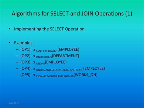 Adbms 38 Algorithms For Select And Join Operations Pptx