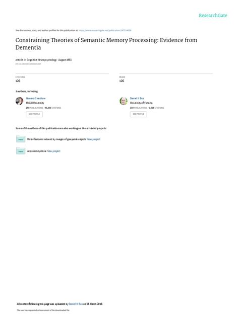 Constraining Theories Of Semantic Memory Processing Pdf