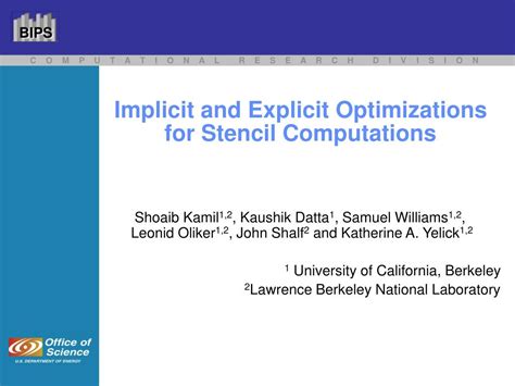 Ppt Implicit And Explicit Optimizations For Stencil Computations