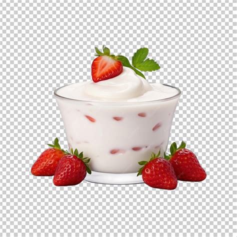 Premium Psd Strawberry Yogurt In A Glass Cup