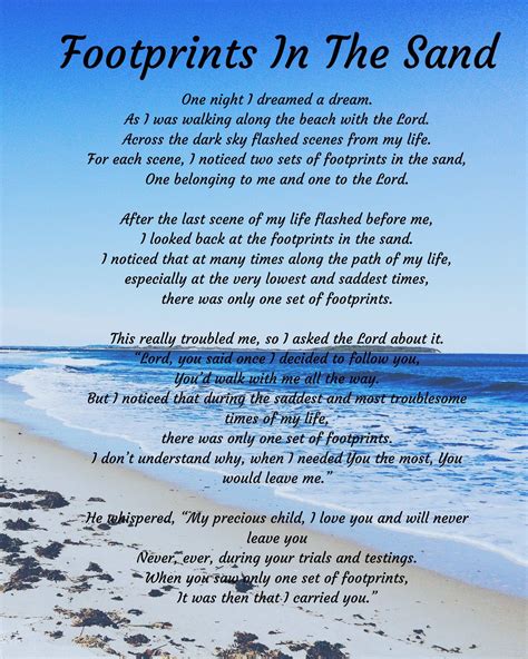 Footprints In The Sand Poem Printable Free All Free Printables