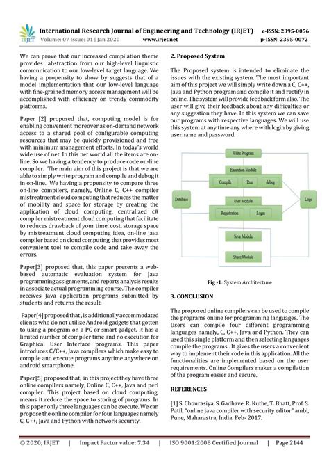 Irjet Online Compiler For Computer Languages With Security Editor Pdf