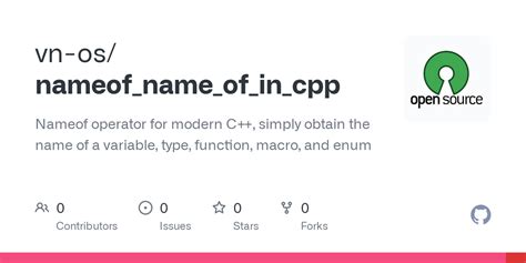 GitHub Vn Os Nameof Name Of In Cpp Nameof Operator For Modern C