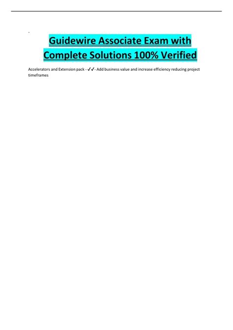 Guidewire Associate Exam With Complete Solutions 100 Verified Associate Stuvia Us