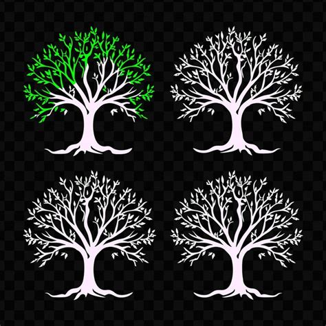 Primitive Tree Design With Branches And Leaves With Silhouet Tattoo Ink