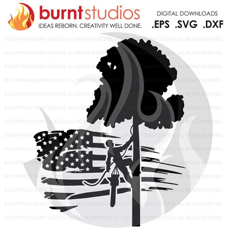 SVG Cutting File Tree Trimmer On USA Grunge Flag With Tree Leaves United States Of America