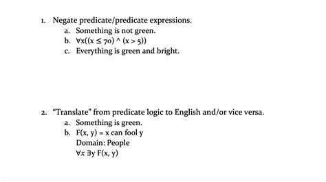 Solved 1 Negate Predicatepredicate Expressions A