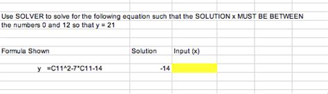 Solved Use SOLVER To Solve For The Following Equation Such Chegg Com