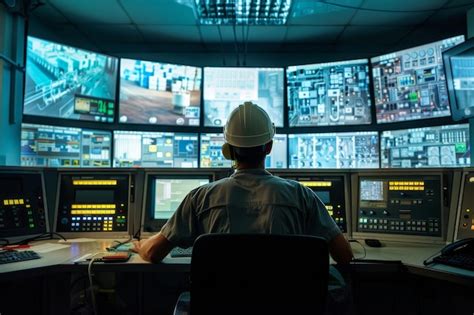 premium photo a man sits in a control room surrounded by multiple