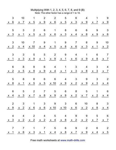 60 Second Multiplication Quiz Worksheet