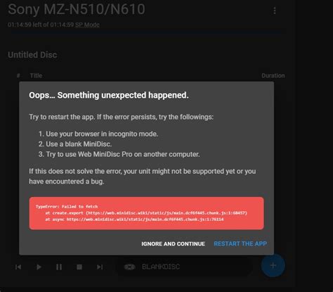 Web Minidisc Pro Problem With Remote Encoder In Docker Rminidisc
