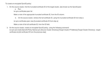 create an encrypted synciq policy dell powerscale synciq architecture configuration and