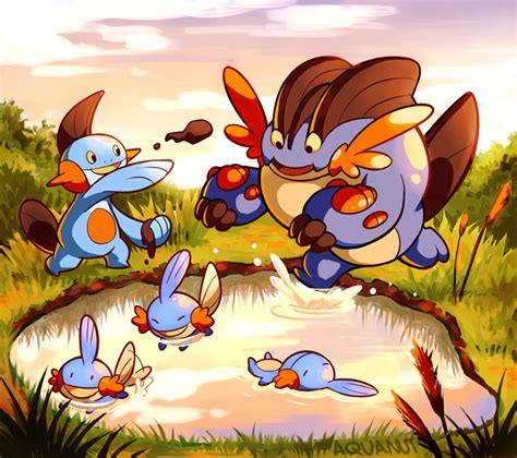 Mudkip Swampert Marshtomp And Mega Swampert Pokemon Drawn By