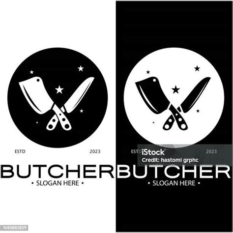정육점 칼 빈티지 로고 일러스트 요리사 칼 로고 템플릿 비즈니스 배지 레스토랑 도살장 정육점 카페 브랜드 및 칼 가게 현대적인
