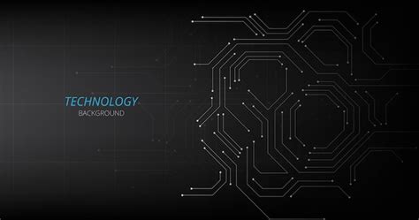 Premium Vector Grey Circuit Connection On Black Background